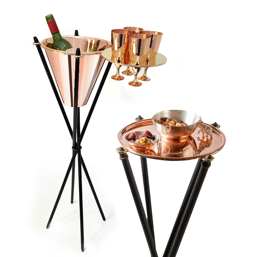 Copper Wine Bucket with Nesting Goblet Holder & Snack Tray: African ...