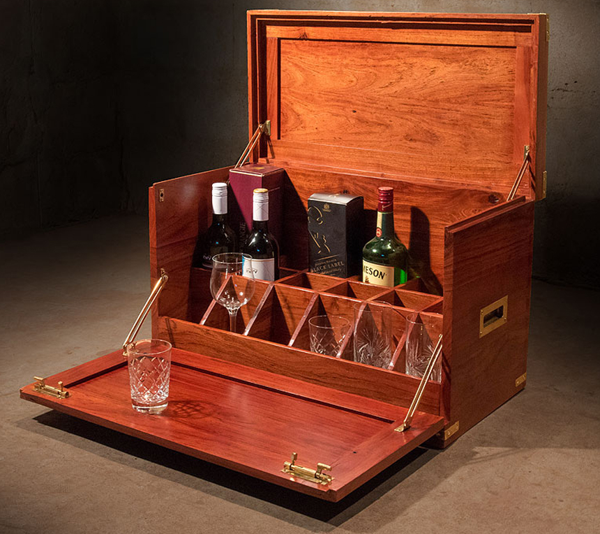 Large Teak Campaign Field Bar: African Sporting Creations